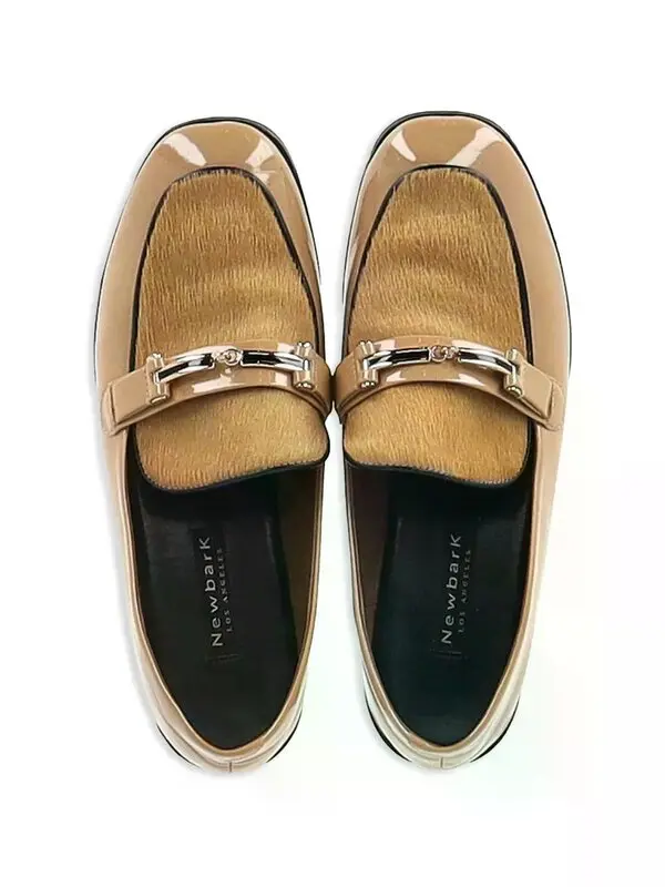 Newbark Melanie Patent Leather Loafers With Fur Panel