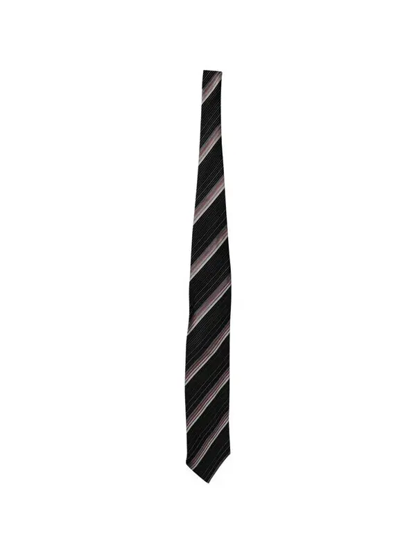 Ermenegildo Zegna Stripes Silk Neck Tie - Black