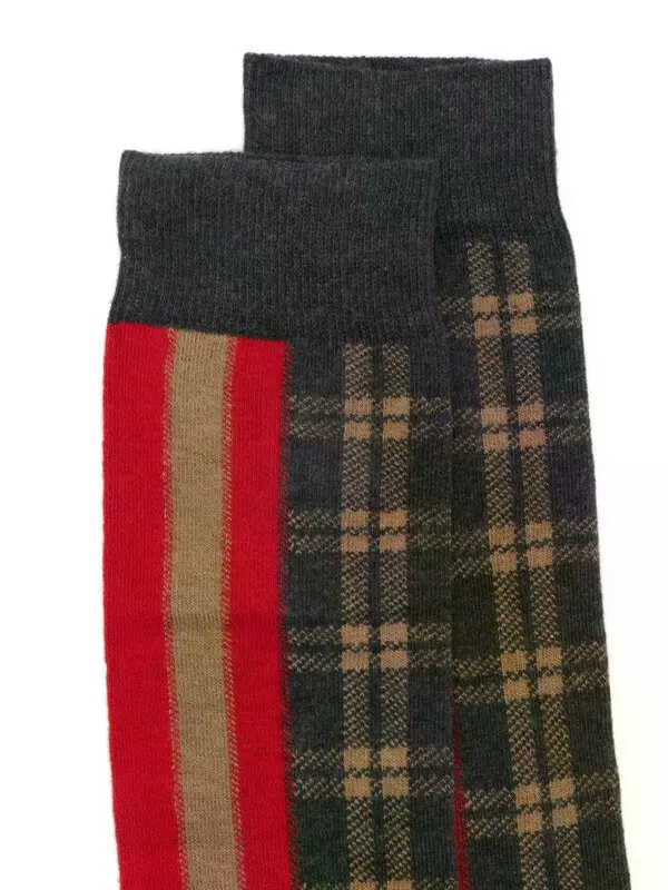 ALTO MILANO Striped Plaid Socks