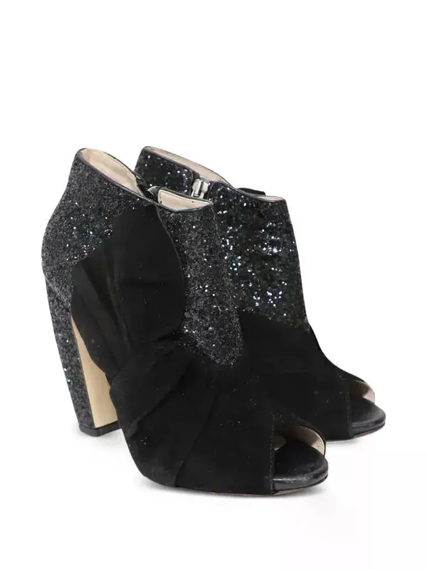 Miu Miu Glitter-embellished Peep-toe Pumps