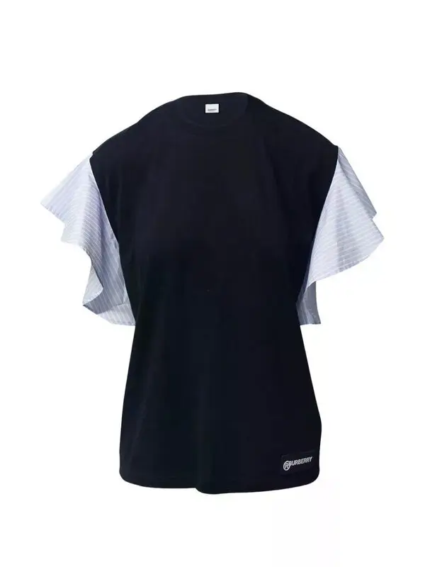 Burberry Striped Ruffled-sleeve Oversized T-shirt