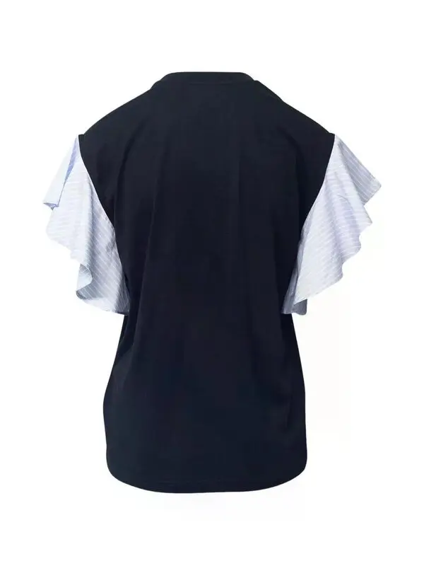 Burberry Striped Ruffled-sleeve Oversized T-shirt