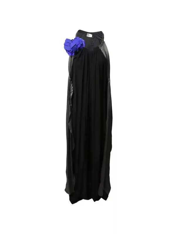 LANVIN Flower Applique Silk Dress