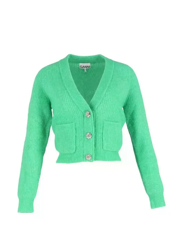 GANNI Crystal-embellished Knitted Cardigan