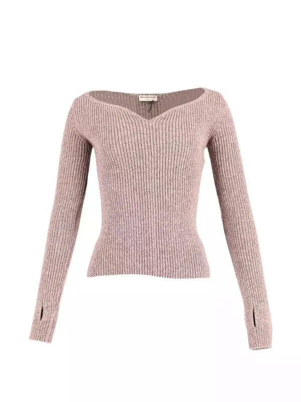 Balenciaga V-neck Ribbed Knit Top