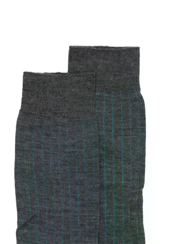 ALTO MILANO Striped Ribbed Knit Socks