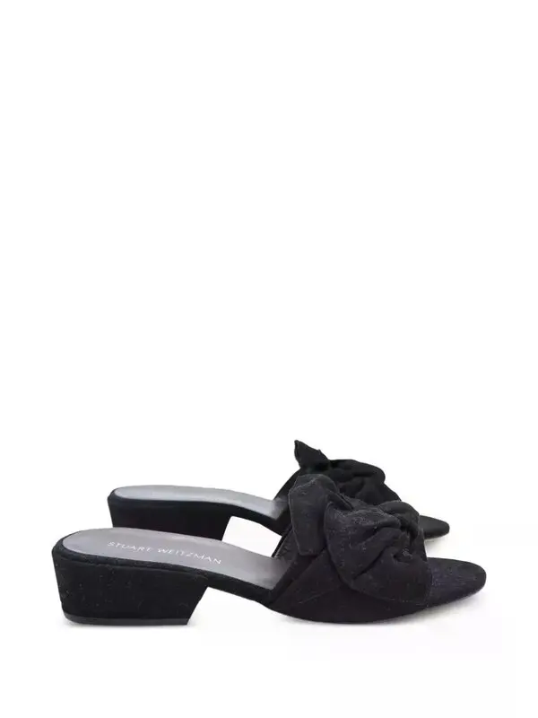 STUART WEITZMAN Suede Bow Block-heel Slides