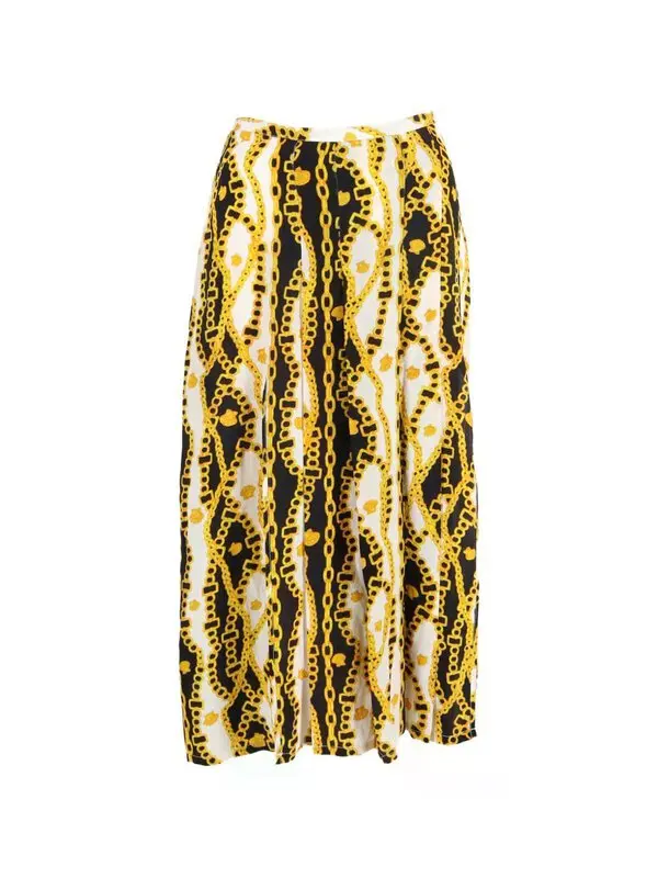 Rixo Chain-print Pleated Silk Skirt
