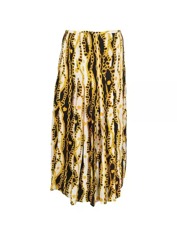 Rixo Chain-print Pleated Silk Skirt