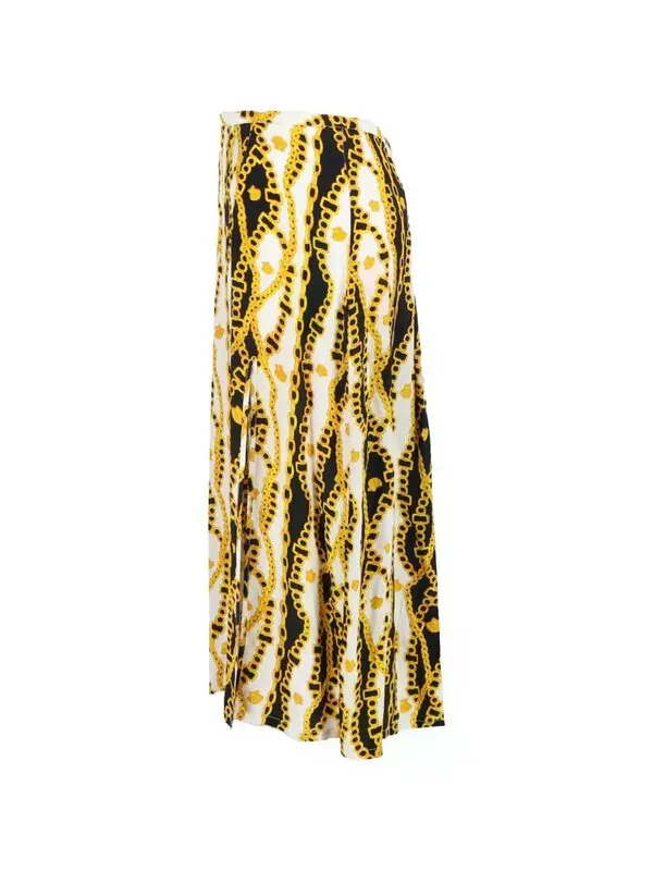 Rixo Chain-print Pleated Silk Skirt