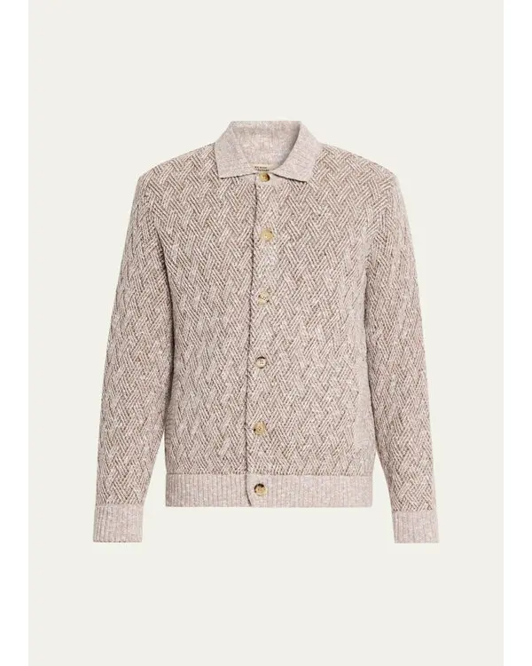 MAURIZIO BALDASSARI Wool-blend Basketweave Stitch Cardigan