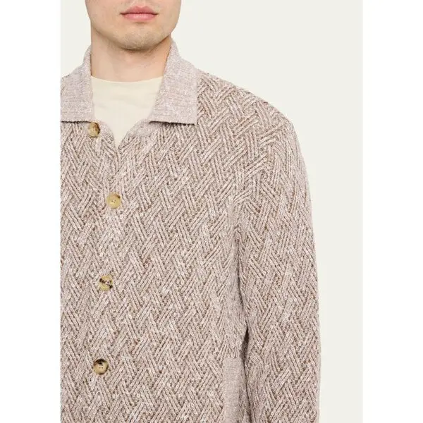 MAURIZIO BALDASSARI Wool-blend Basketweave Stitch Cardigan