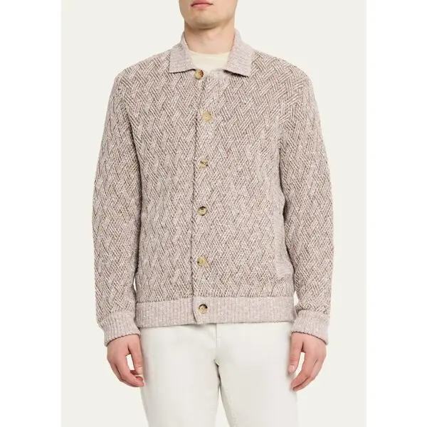 MAURIZIO BALDASSARI Wool-blend Basketweave Stitch Cardigan