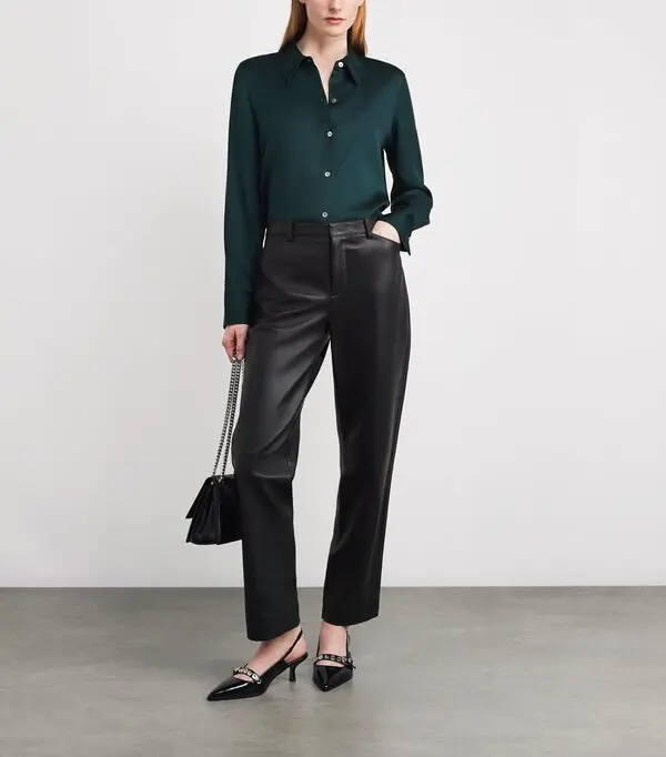 Vince Leather Straight-leg Trousers