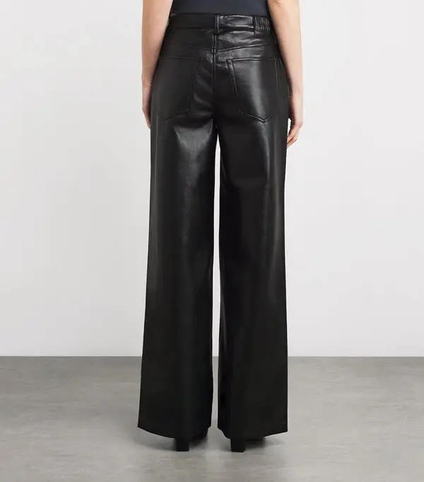 ANINE BING Leather Manon Wide-leg Trousers - Black