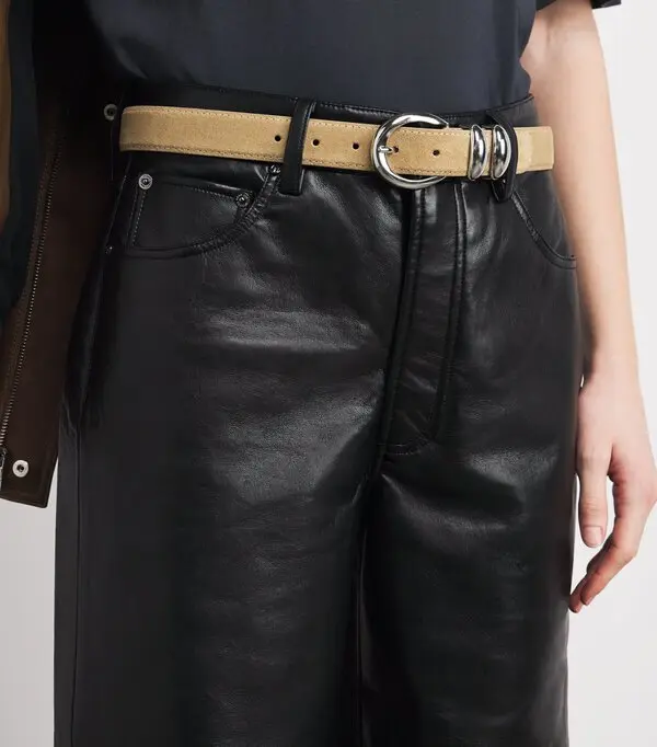 ANINE BING Leather Manon Wide-leg Trousers - Black