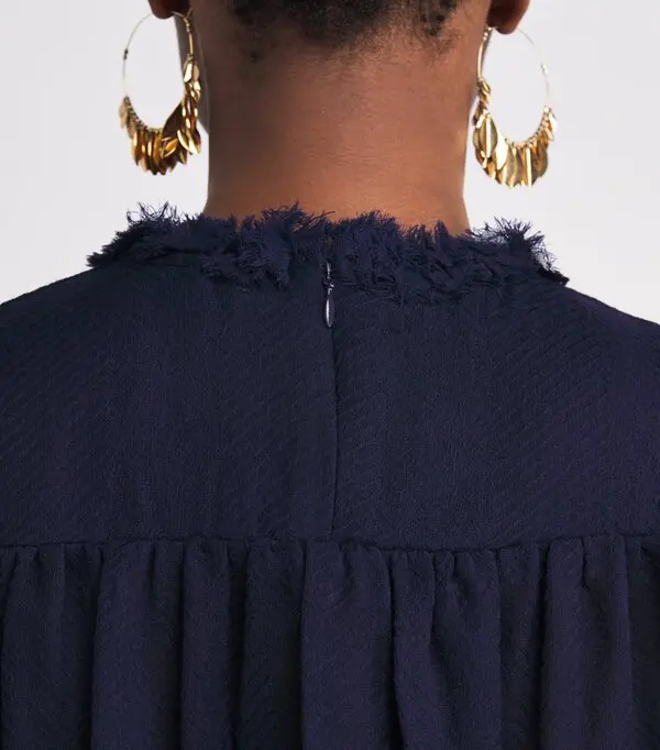 Ulla Johnson Karlyn Wool Blouse With Puff Sleeves - Navy