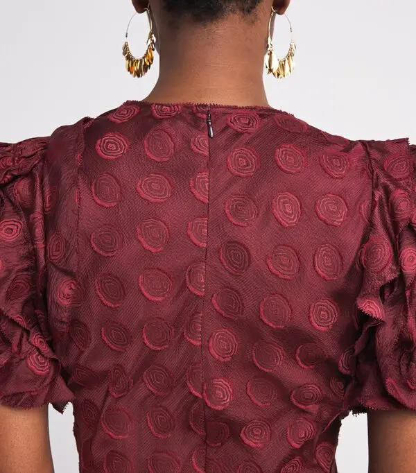 Ulla Johnson Ruffle-sleeve Elvia Midi Dress - Burgundy | Editorialist