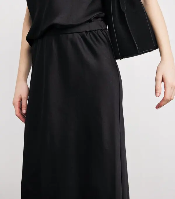 Vince Satin Draped Maxi Dress - Black