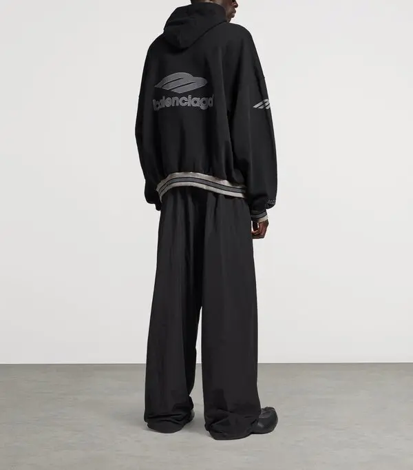 Balenciaga Cotton Jersey Oversized Hoodie - Black