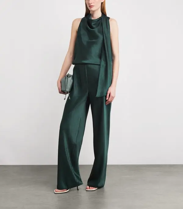Vince Satin High-waisted Trousers - Green