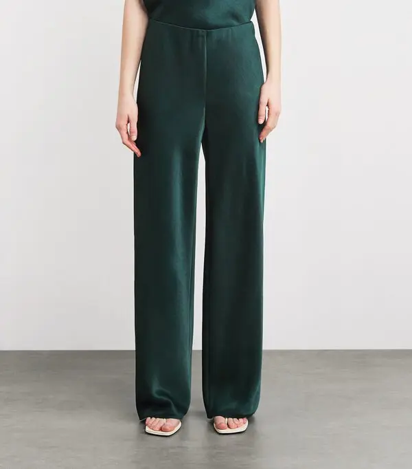 Vince Satin High-waisted Trousers - Green