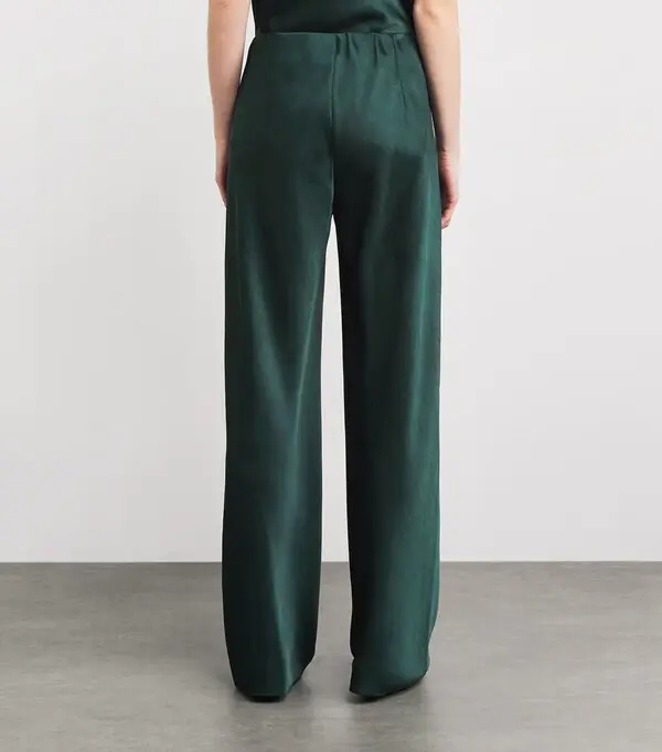 Vince Satin High-waisted Trousers - Green