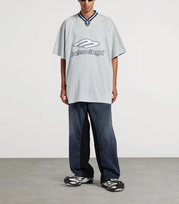 Balenciaga 3b Oversized Cotton T-shirt - Grey