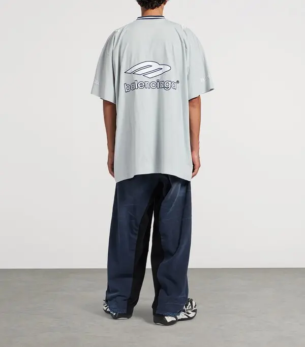 Balenciaga 3b Oversized Cotton T-shirt - Grey