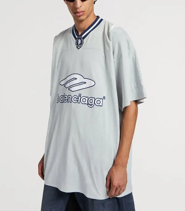 Balenciaga 3b Oversized Cotton T-shirt - Grey