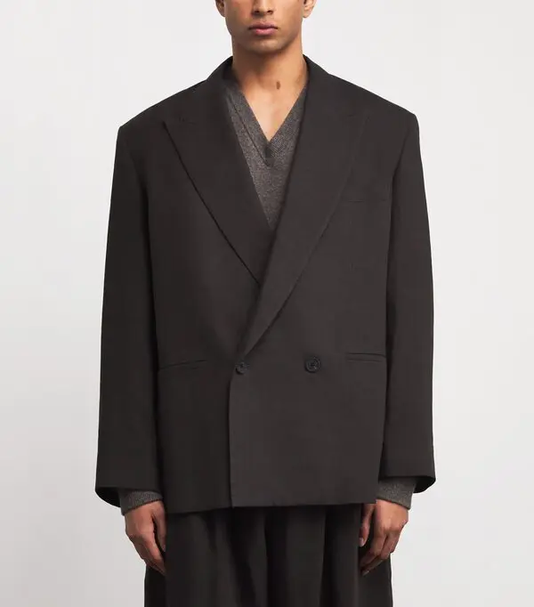 Studio Nicholson Herringbone Double-breasted Blazer