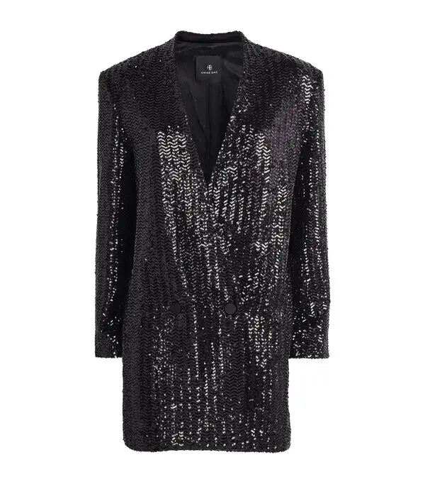 ANINE BING Sequinned Veneda Mini Dress - Black