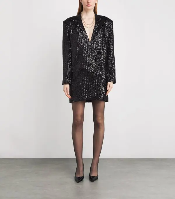 ANINE BING Sequinned Veneda Mini Dress - Black