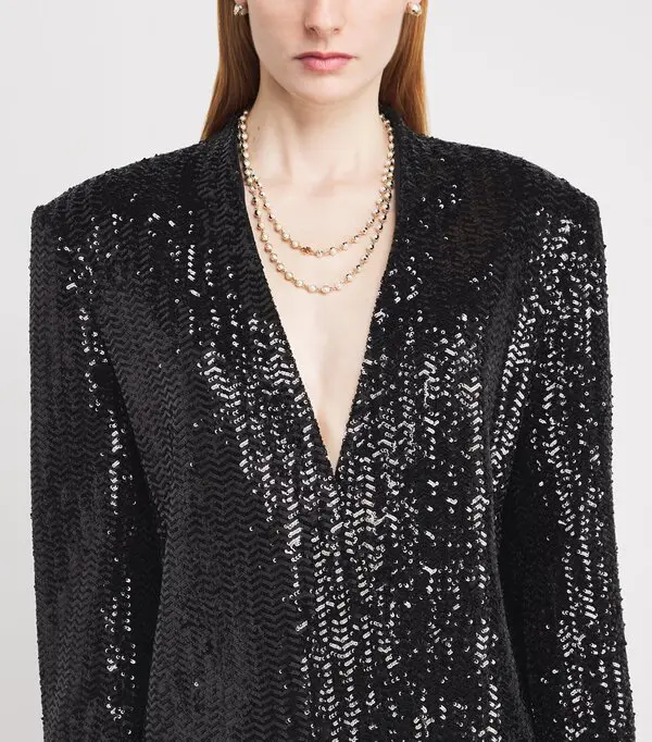 ANINE BING Sequinned Veneda Mini Dress - Black