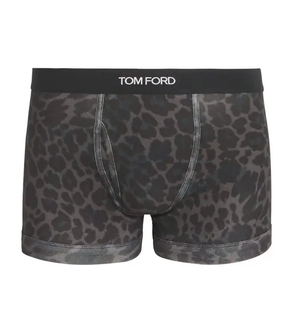 TOM FORD Stretch-cotton Leopard Print Boxer Briefs - Grey