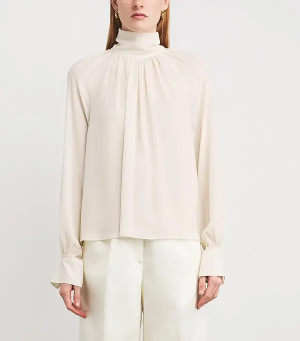 Vince Crepe Gathered Blouse