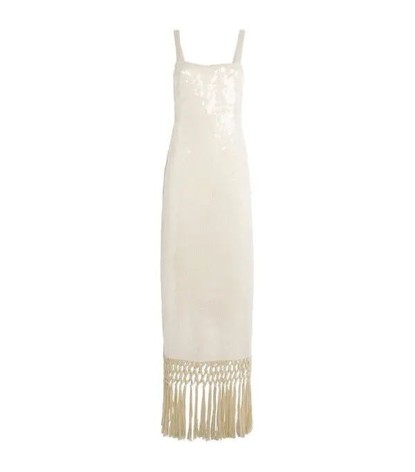 TALLER MARMO Agrigento Disco Maxi Dress - Silver