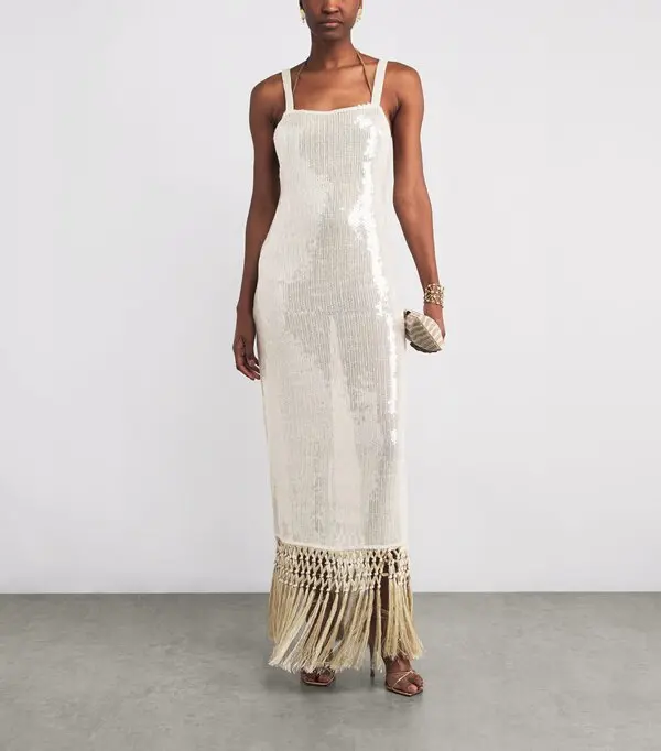 TALLER MARMO Agrigento Disco Maxi Dress - Silver