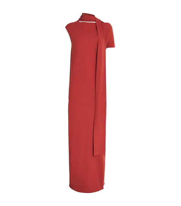 VORANIDA Cotton Maxi Dress With Scarf Detail - Red