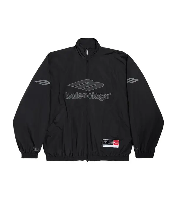 Balenciaga Cotton-blend 3b Logo Oversized Jacket - Black