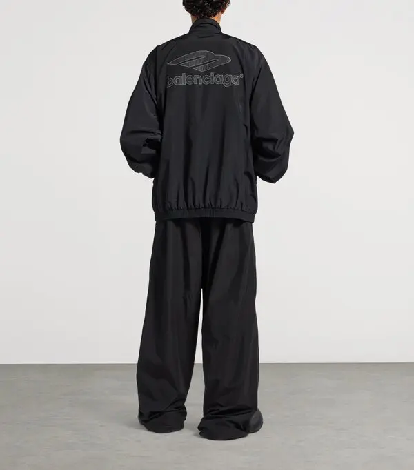 Balenciaga Cotton-blend 3b Logo Oversized Jacket - Black
