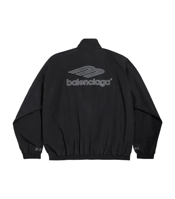 Balenciaga Cotton-blend 3b Logo Oversized Jacket - Black