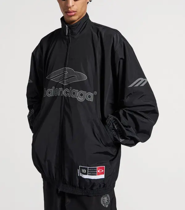 Balenciaga Cotton-blend 3b Logo Oversized Jacket - Black
