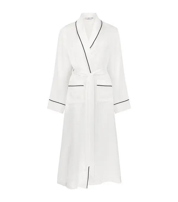 Gingerlily Medium Mulberry Silk Dressing Gown - Ivory