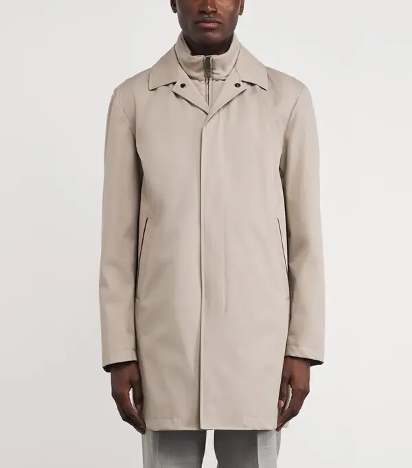 Canali Water-resistant Car Coat With Detachable Insert