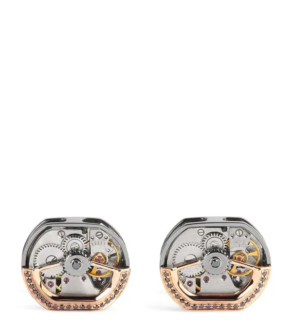 Tateossian Sterling Silver And Diamond Cufflinks - Black