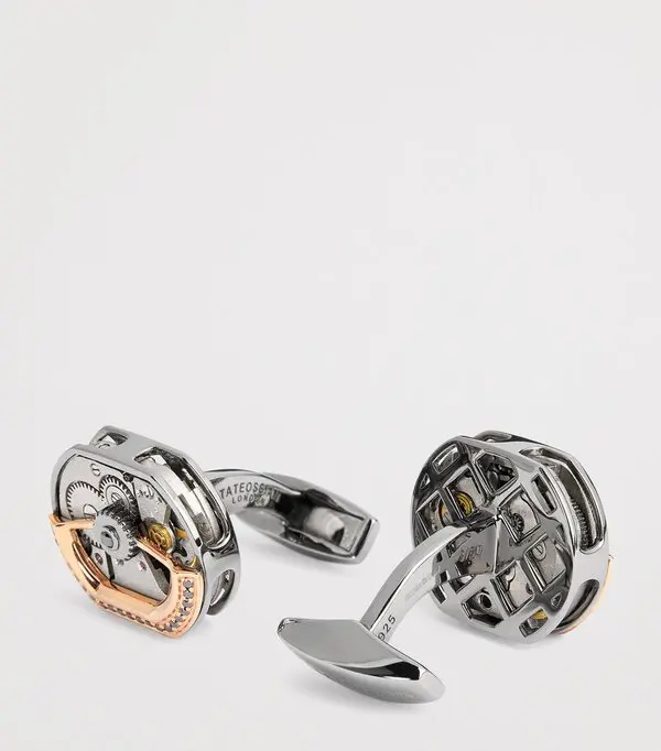Tateossian Sterling Silver And Diamond Cufflinks
