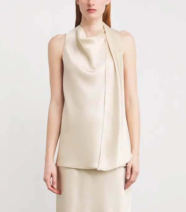 Vince Satin Scarf-detail Top