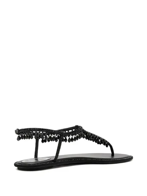 Rene Caovilla Teardrop Beads Embellished Sandals - Black