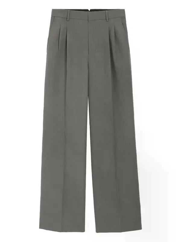 AMI Paris Pleated Wide-leg Wool Trousers